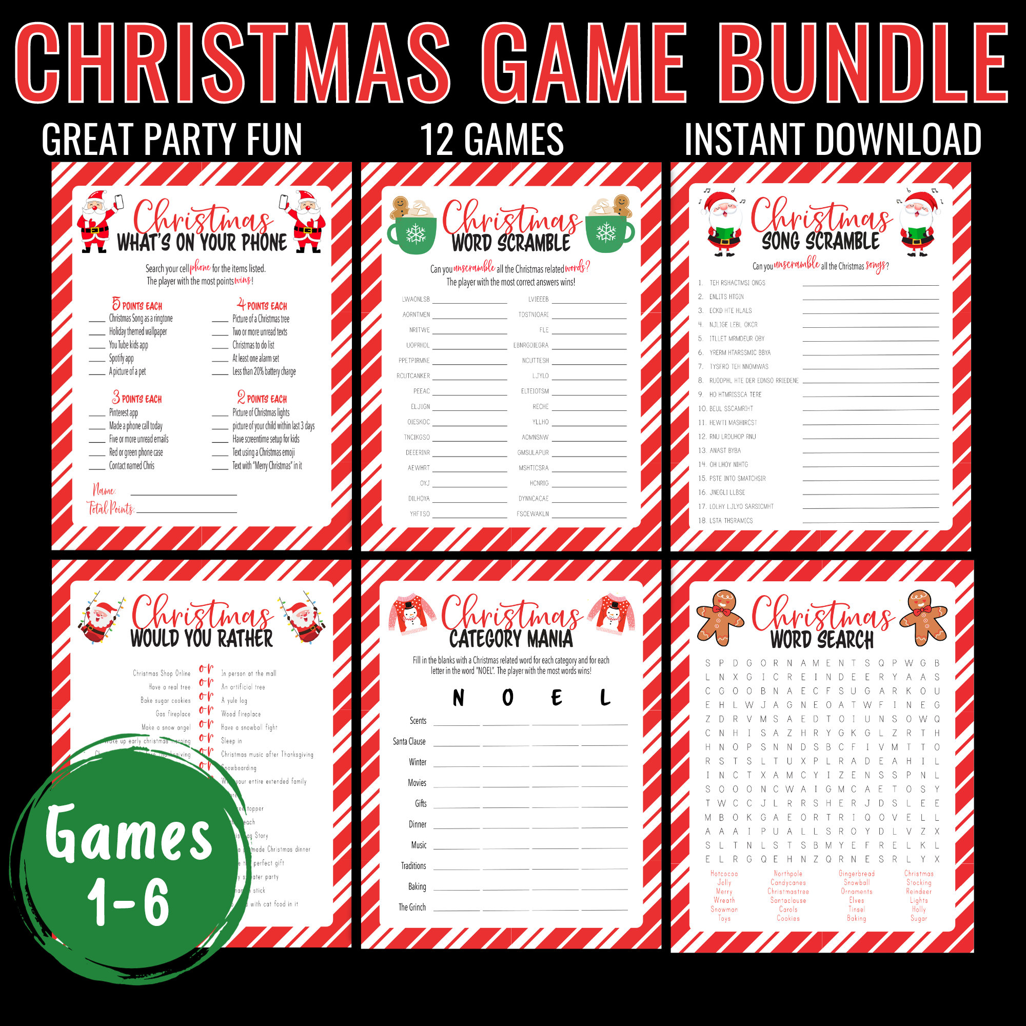 Christmas Game Bundle Office Party Christmas Games Family Christmas ...