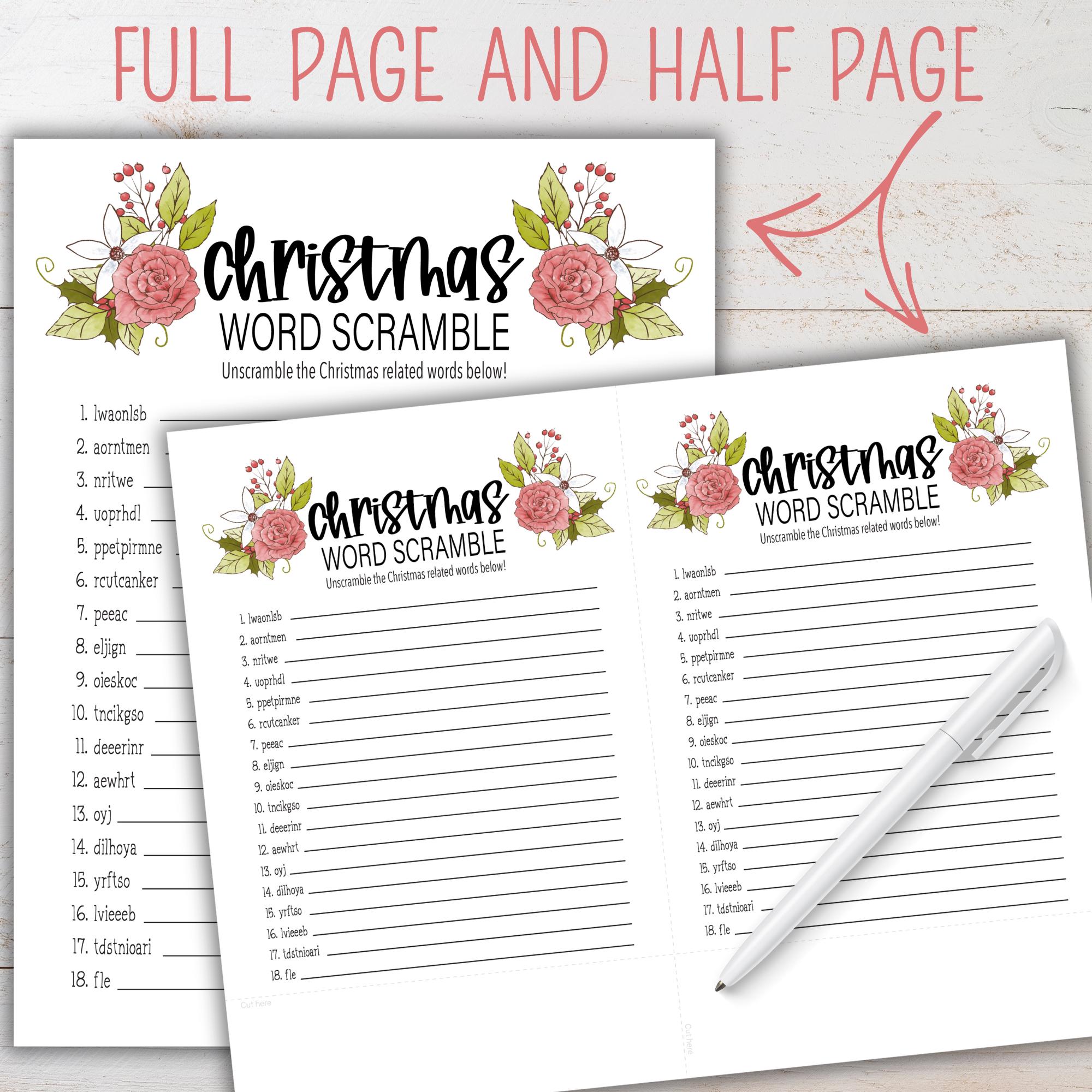 Christmas Word Scramble Game | Holiday Office Party Game | Christmas ...