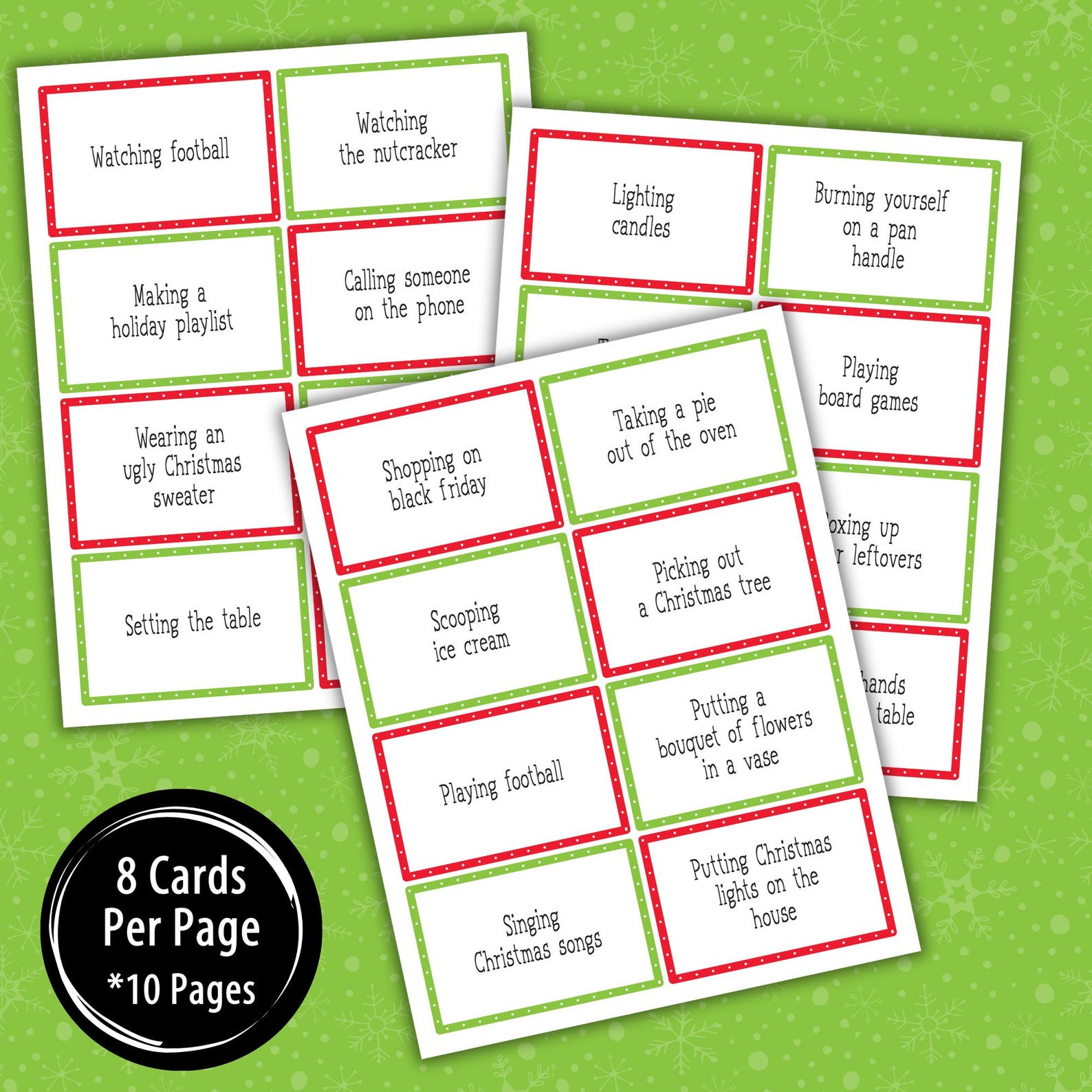 Christmas Charades Game | Christmas Acting Game | Printable Christmas ...