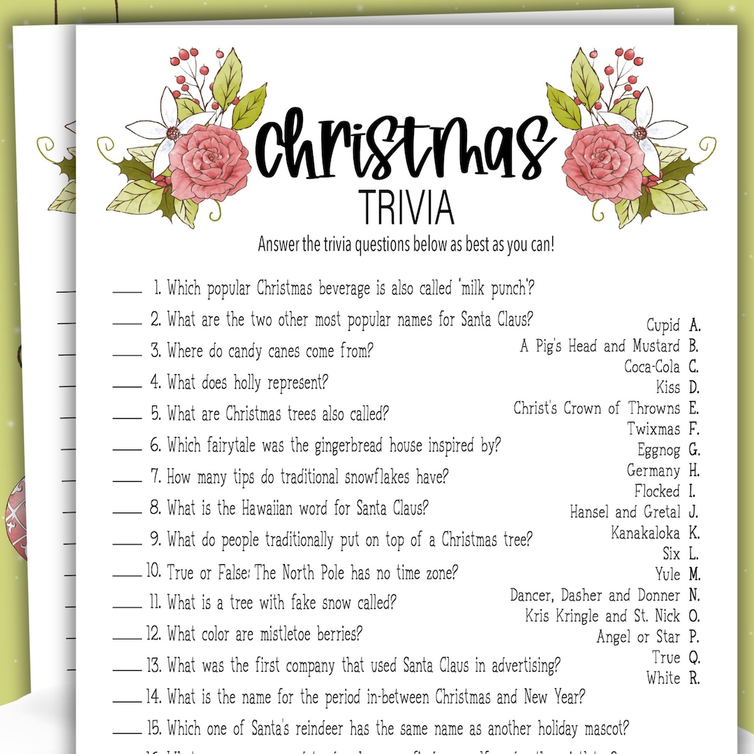 Christmas Printable Trivia Game | Christmas Gathering Game Night ...