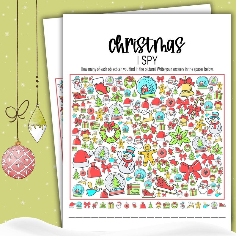 Christmas I Spy Christmas Printable Game Find the Pictures Holiday ...