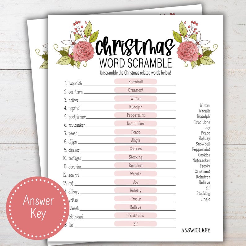 Christmas Word Scramble Game | Holiday Office Party Game | Christmas ...