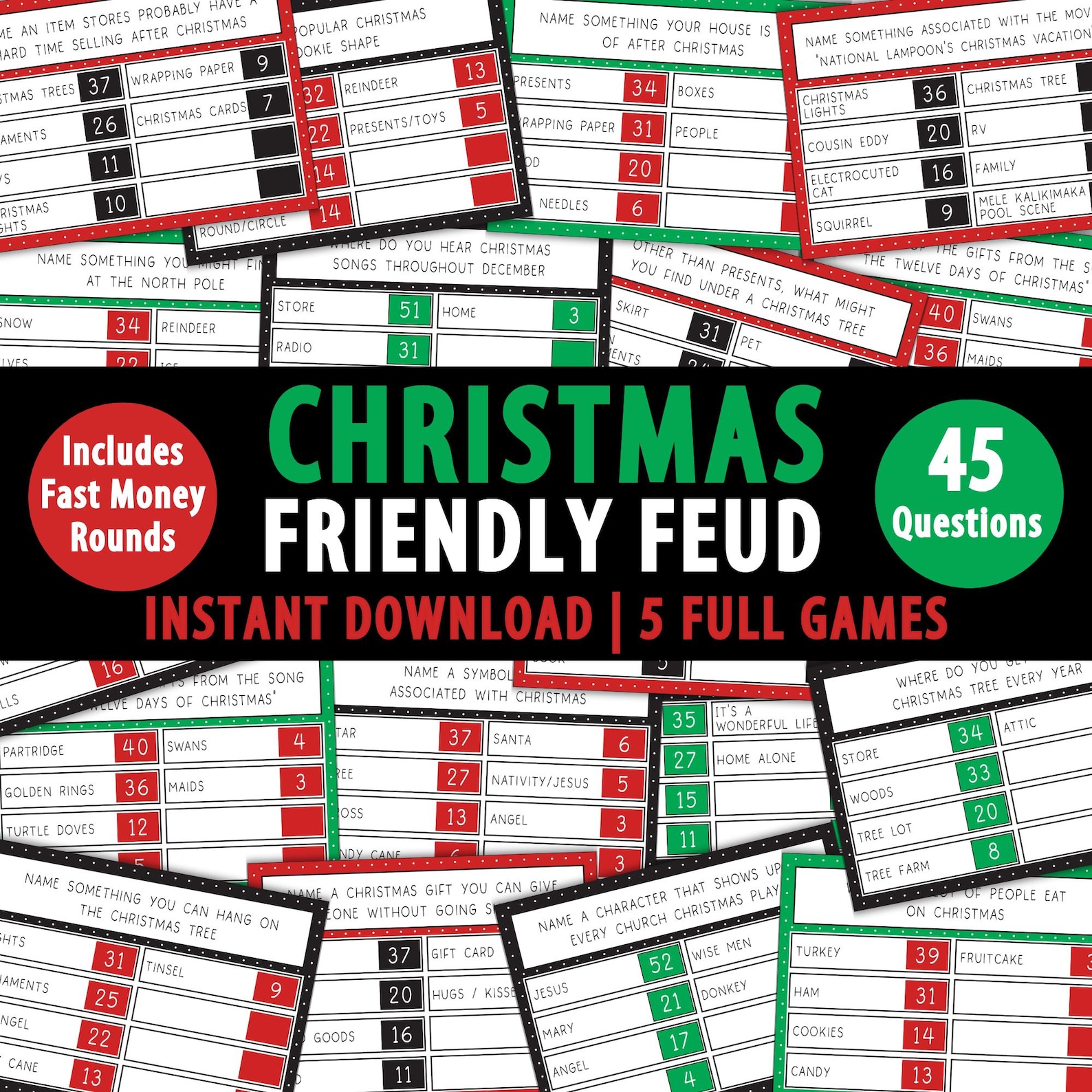 Christmas Friendly Feud Game Polka Dot | Office Party Christmas Game ...