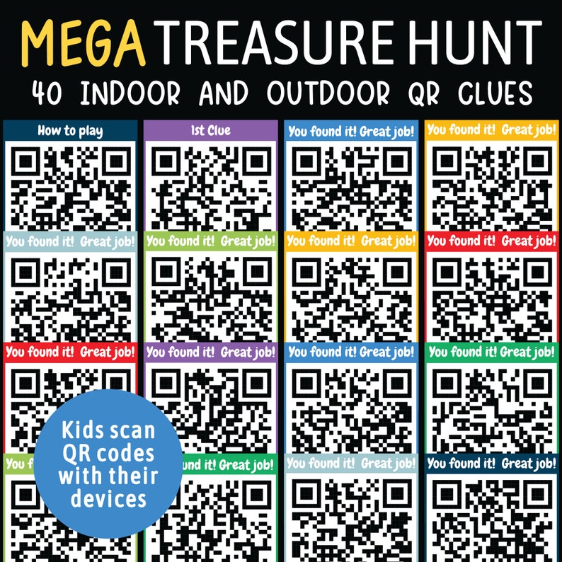 Mega Indoor and Outdoor QR Code Treasure Hunt Kit | Interactive Treasure Hunt | Scavenger Hunt ...