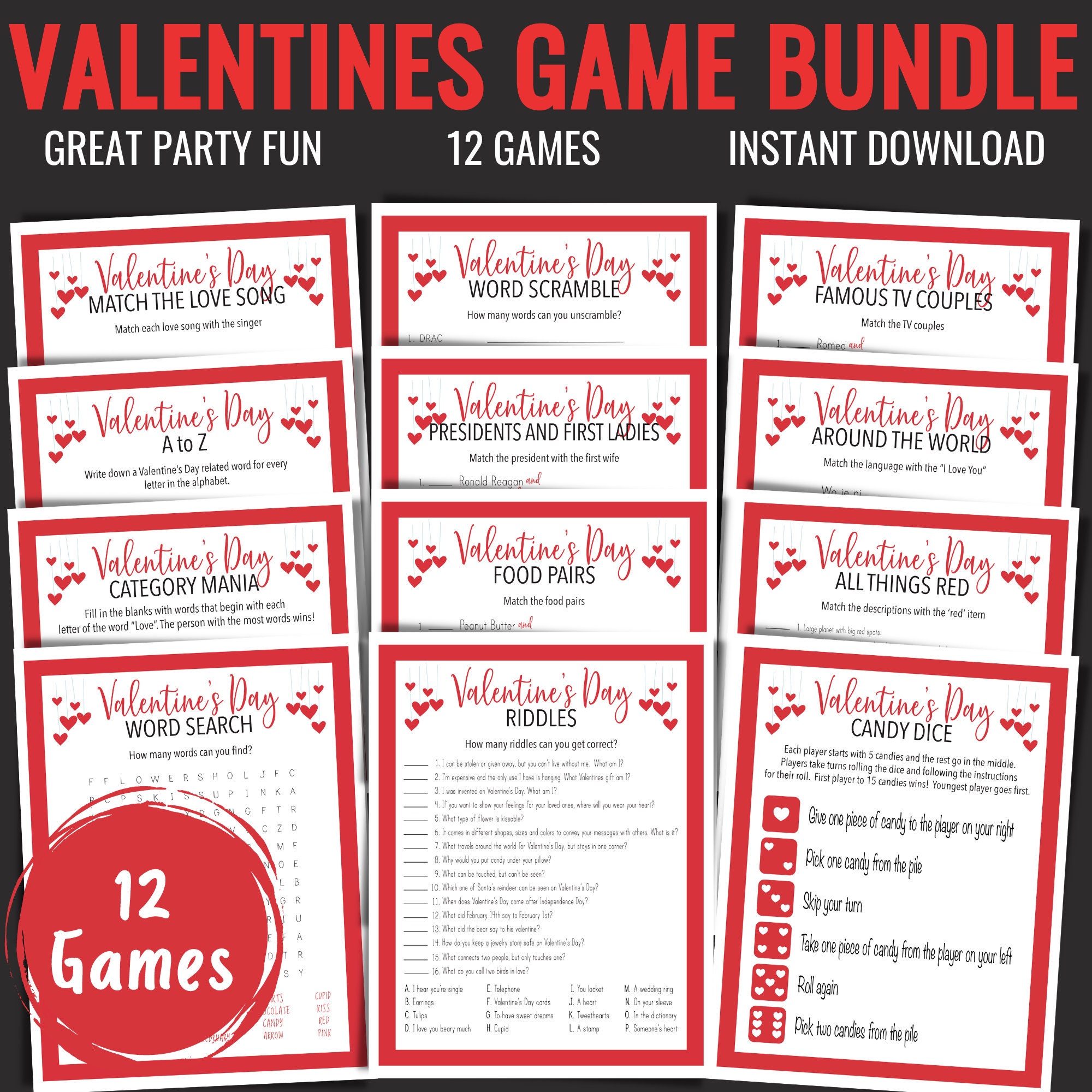 Valentines Day Game Bundle | Galentines Party Games | Classroom Games ...