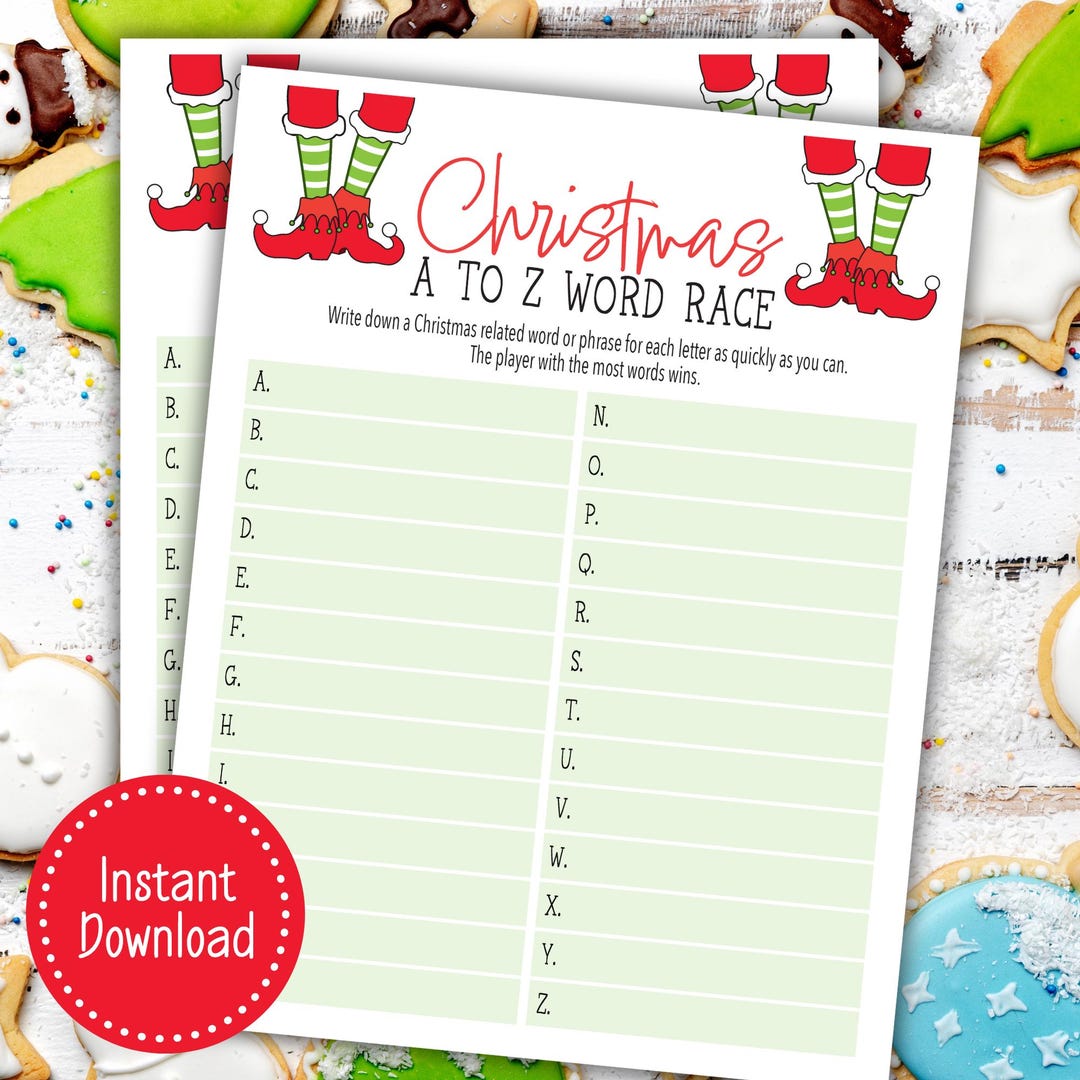 Christmas Printable Word Race Game | Christmas Gathering Game Night ...