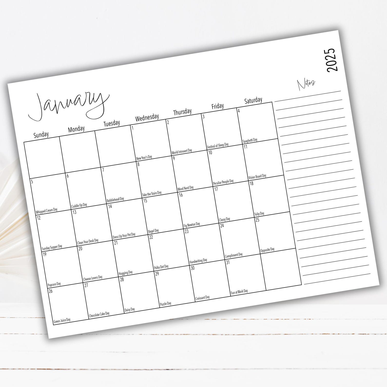 Printable Editable 2025 12-month Fillable Calendar With Fun National ...