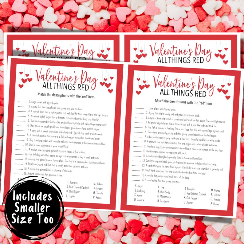 All Things Red Game for Office Party | Family Valentines Red Game ...