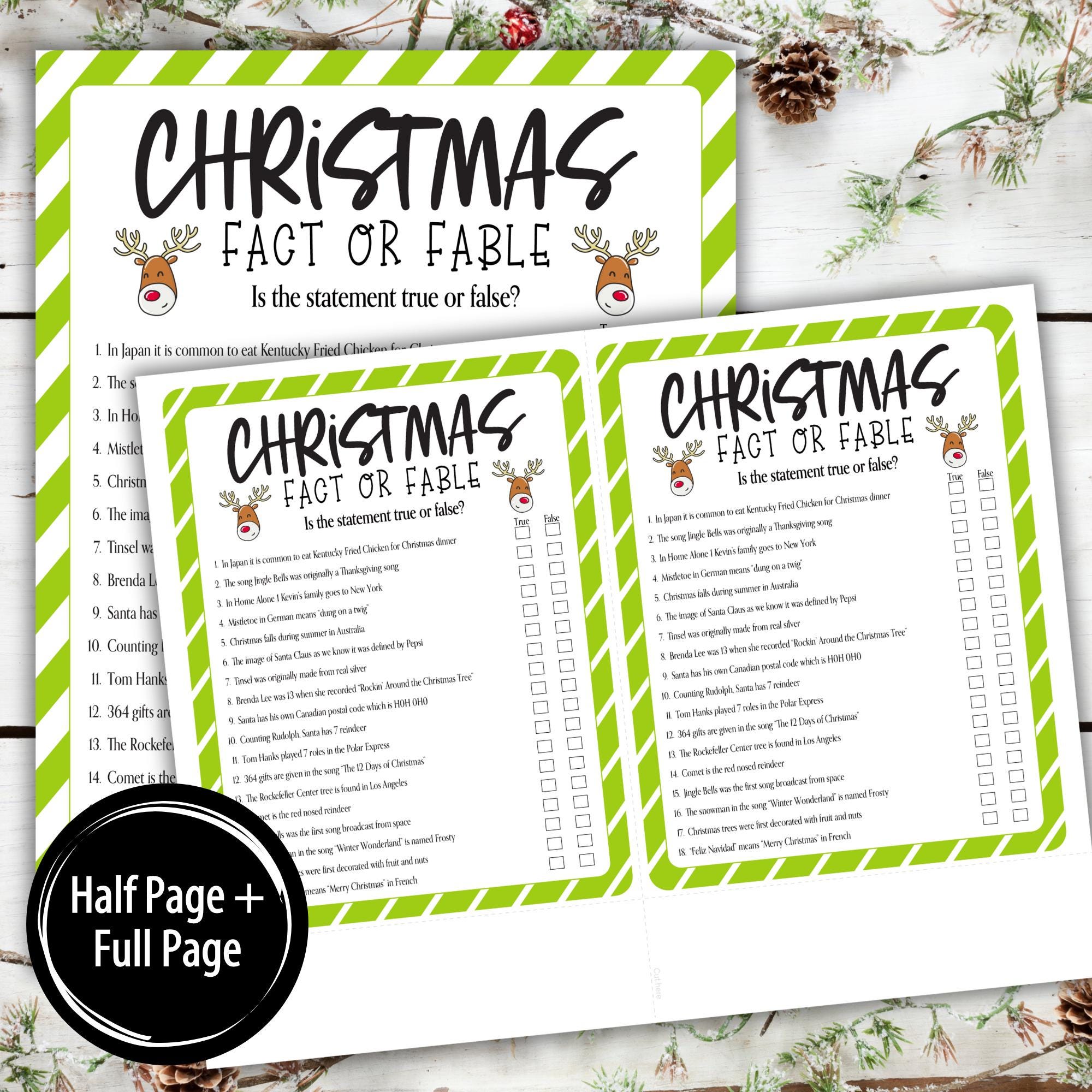 Christmas Fact or Fiction Game | Fact or Fable Christmas Party Game ...
