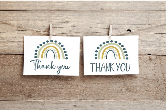 Printable Thank You Card Boho Rainbow Design | Etsy