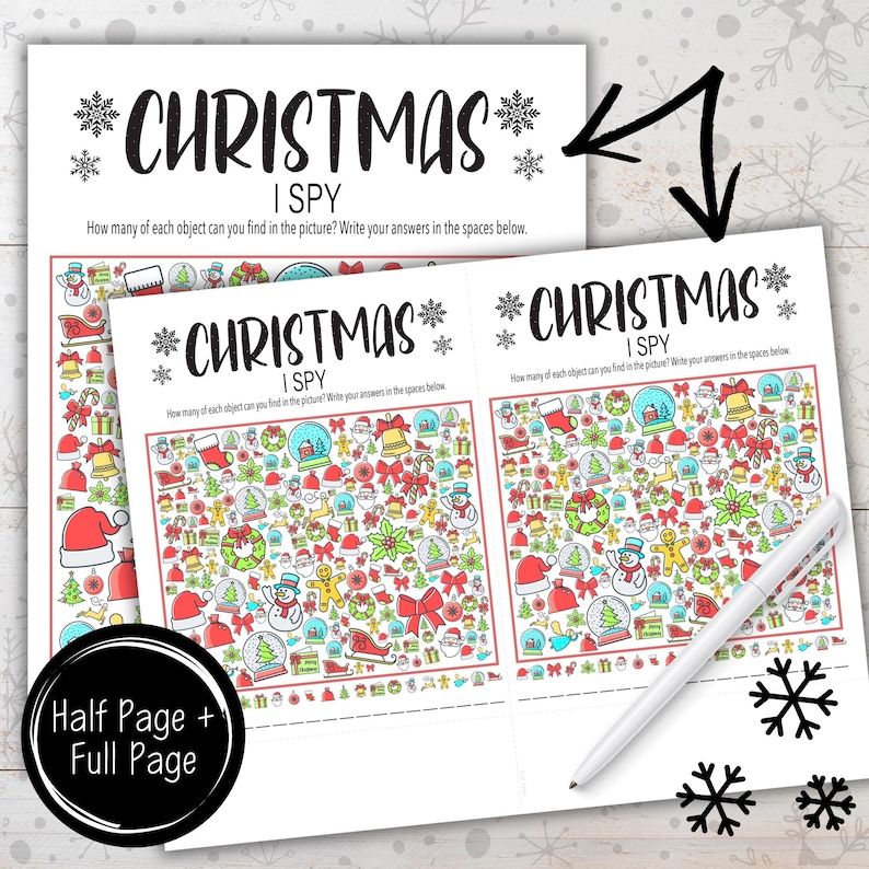 Christmas I Spy Christmas Printable Game Find the Pictures Holiday ...