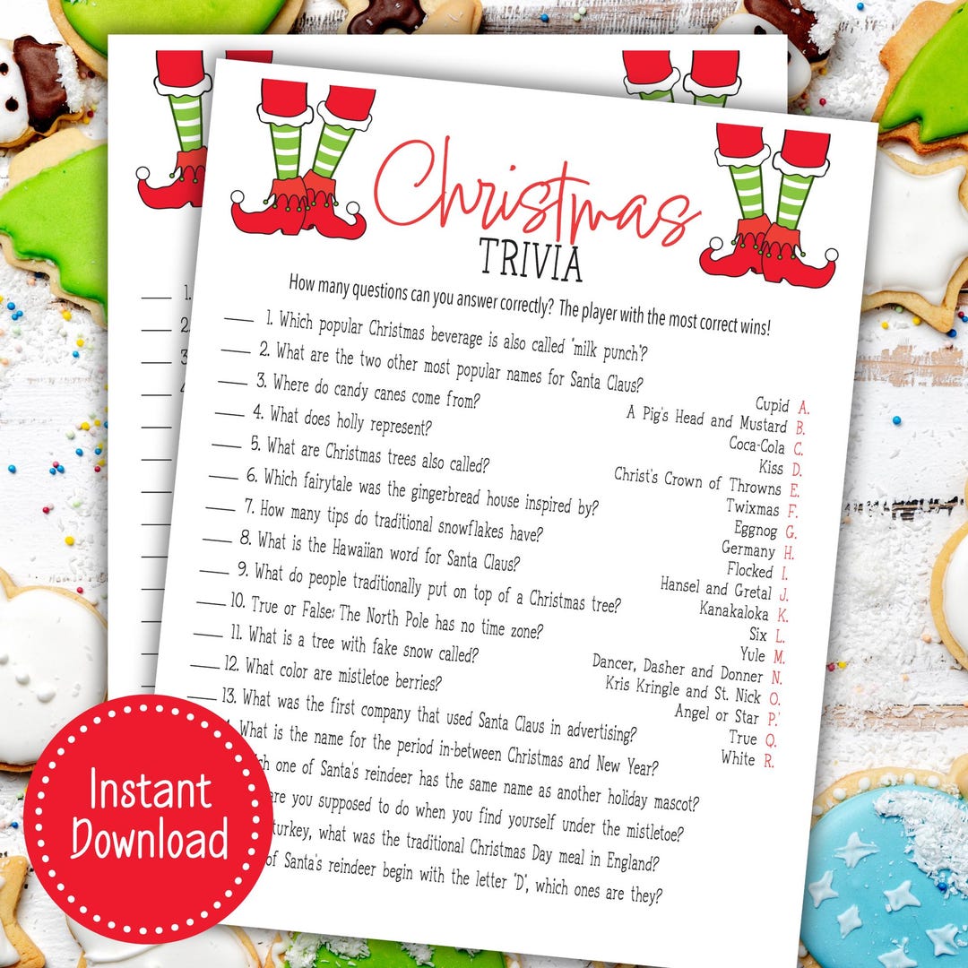 Christmas Printable Trivia Game | Christmas Gathering Game Night ...