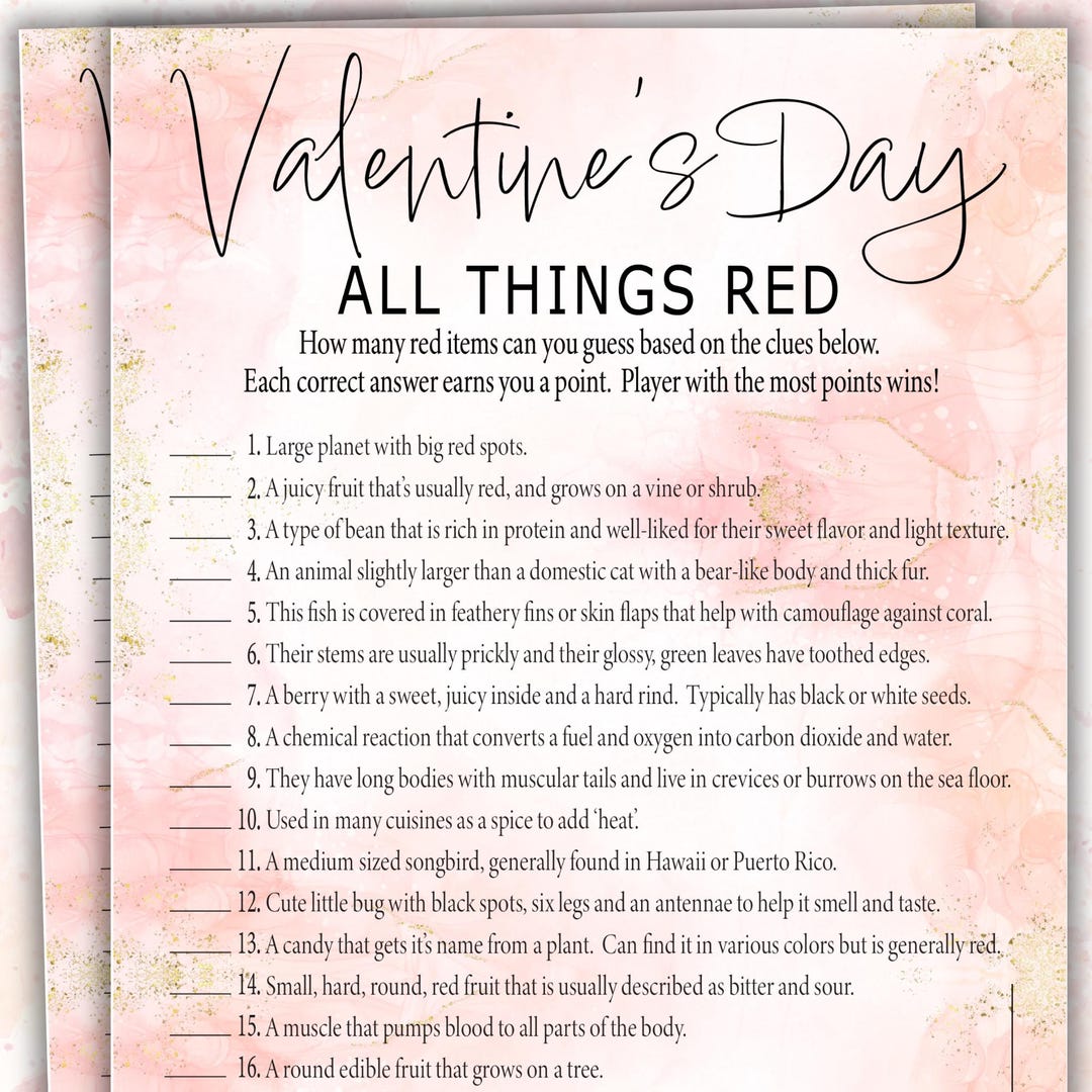 Fun Printable All Things Red Game for All Ages | Valentines Game Guess ...