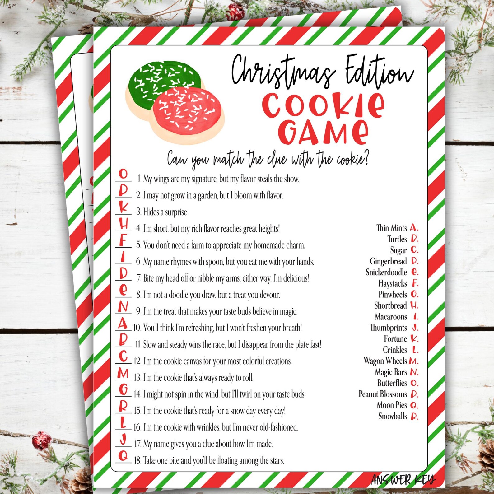 Christmas Edition Cookie Match Game | Christmas Cookie Clues | Office ...