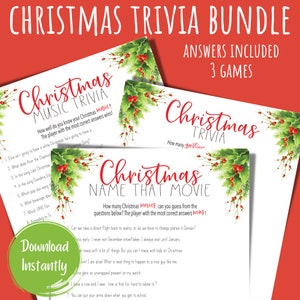 Christmas Printable Games, Christmas Trivia Game, Christmas Song Trivia ...