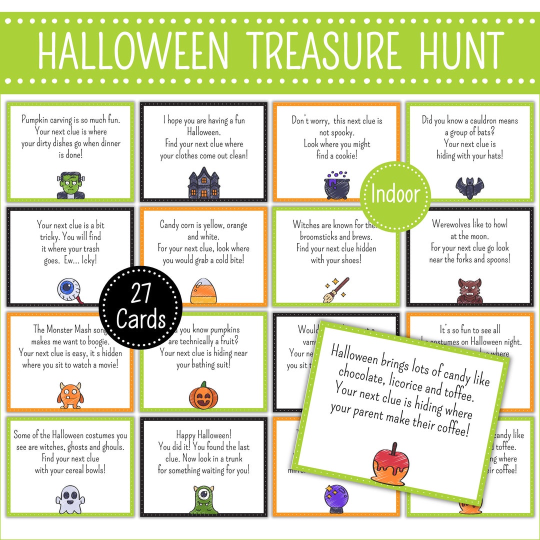 Indoor Halloween Treasure Hunt Teen Party Games Halloween Scavenger ...