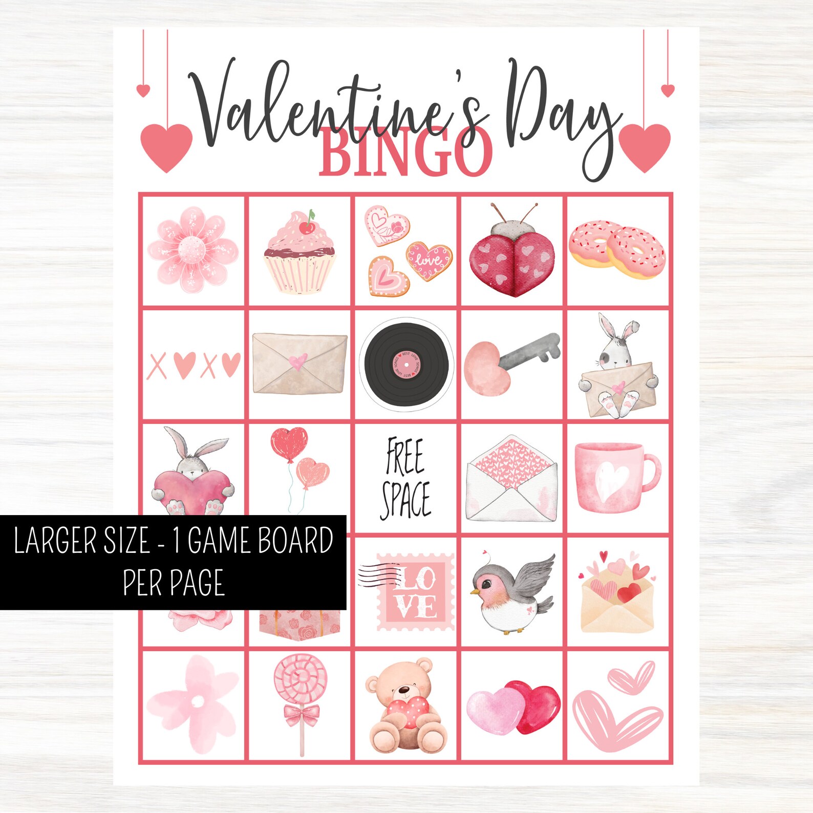 Valentines Day Bingo Game | Valentines Printable Games | Valentines ...