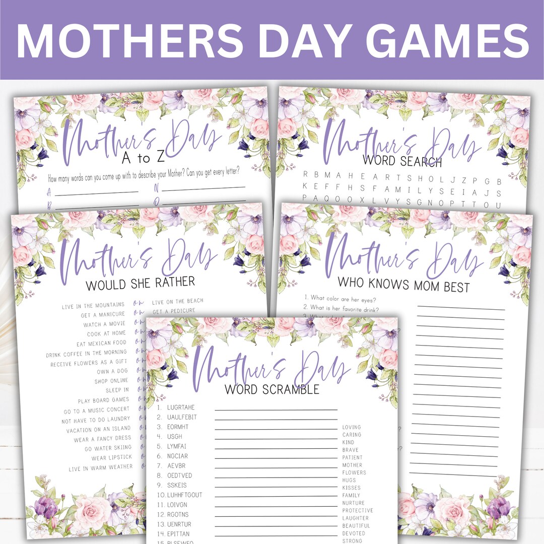Mother's Day Printable Game Bundle | Printable Mother's Day Games for ...