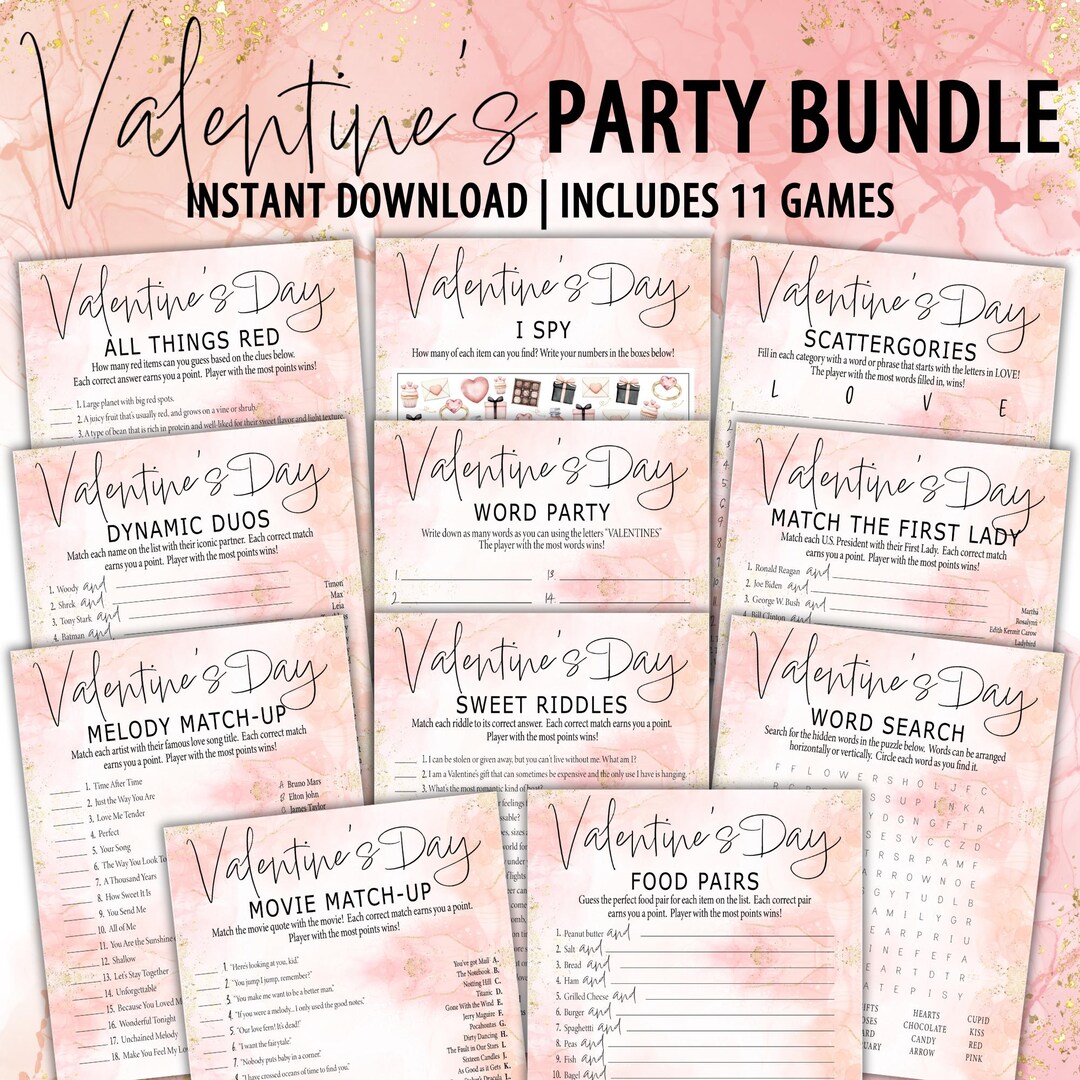 Valentines Day Party Games | Valentines Party Printables | Valentines ...