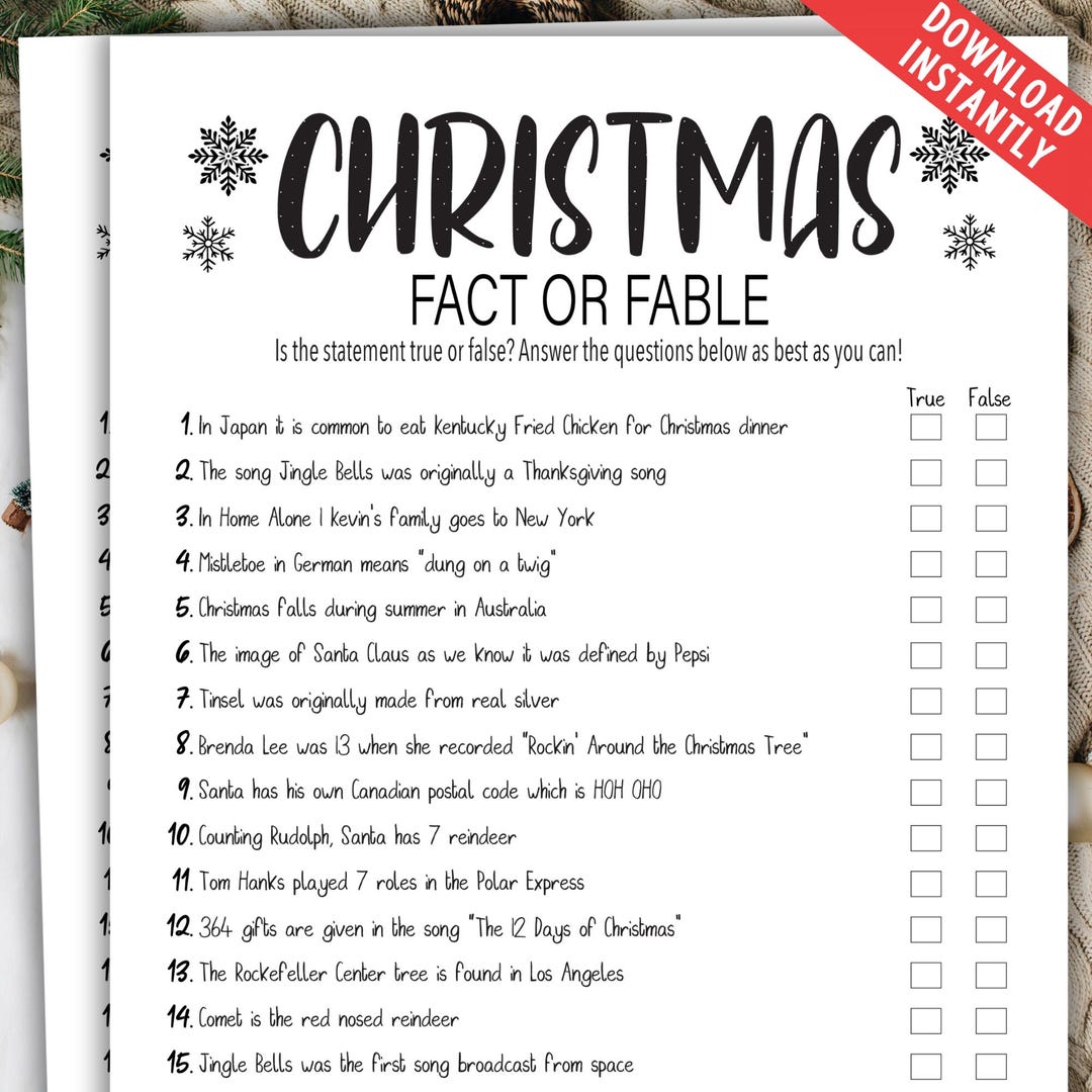 Christmas Fact or Fiction Game | Holiday Office Party Games | Christmas ...
