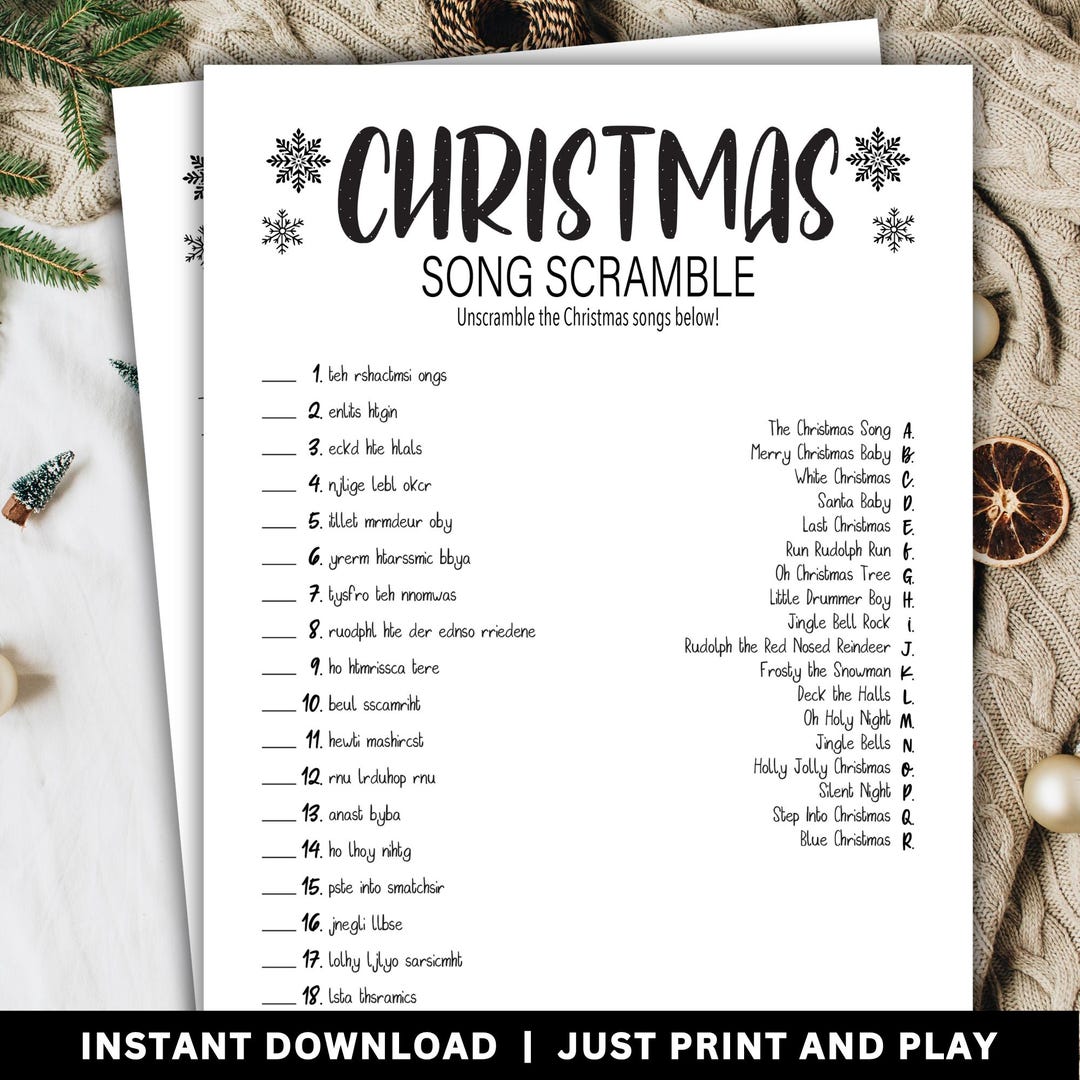 Christmas Song Scramble Game | Christmas Gathering Game Night ...