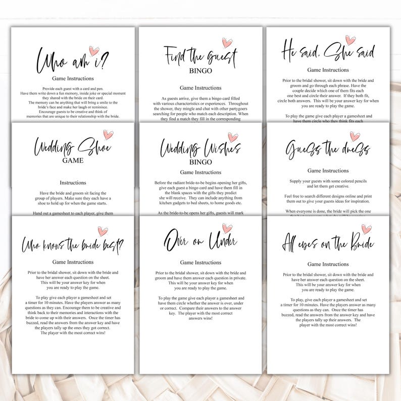 Minimalist Bridal Shower Games Bundle Printable, Modern Wedding Shower ...