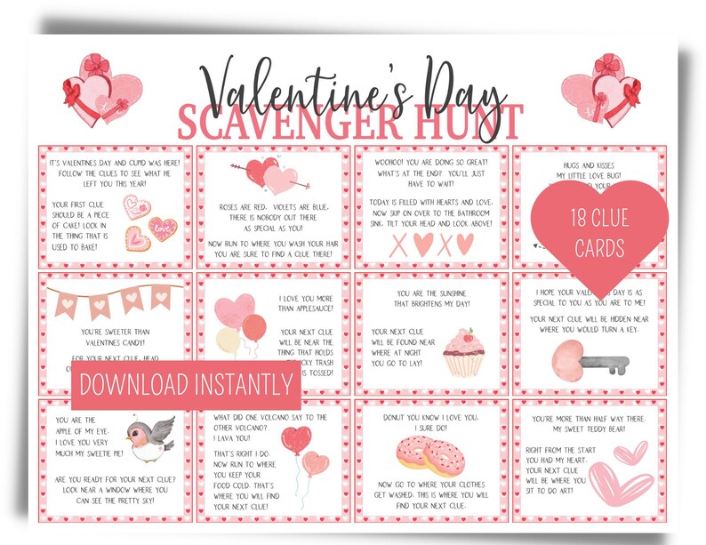 Valentines Day Scavenger Hunt Valentines Scavenger Hunt - Etsy