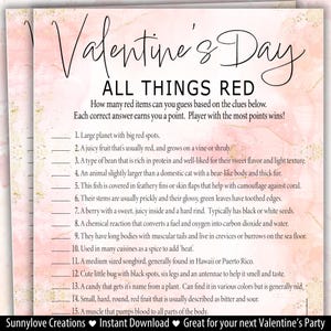 Fun Printable All Things Red Game for All Ages | Valentines Game Guess ...