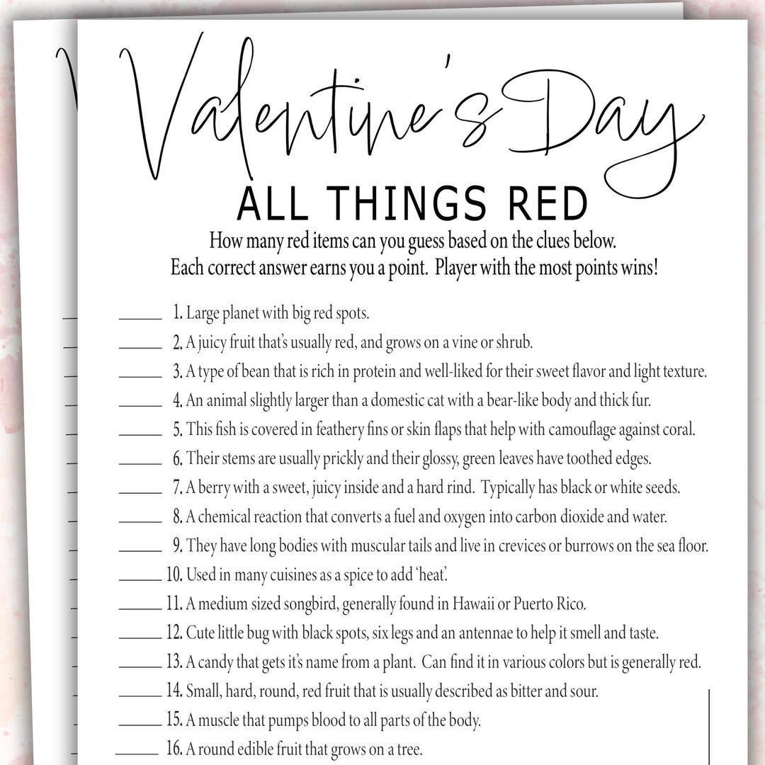 Fun Printable All Things Red Game for All Ages | Black and White ...