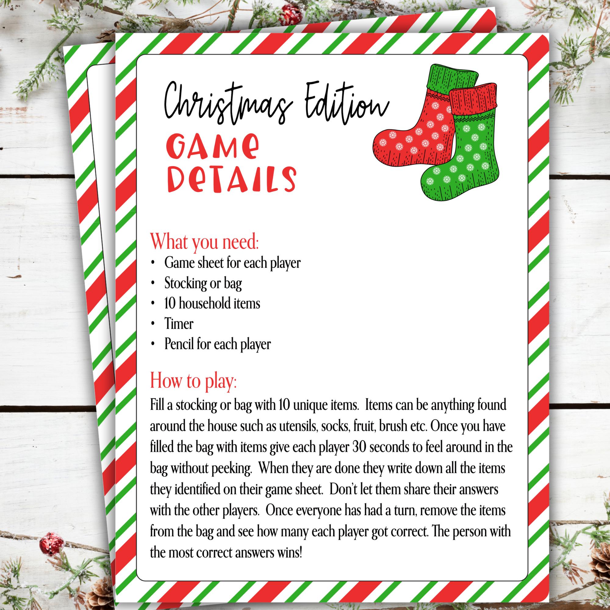 Christmas Whats in the Stocking Game | Christmas Party Instant Download ...