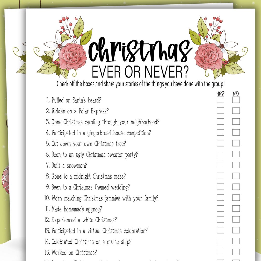 Christmas Have You Ever Questions | Christmas Gathering Game Night ...