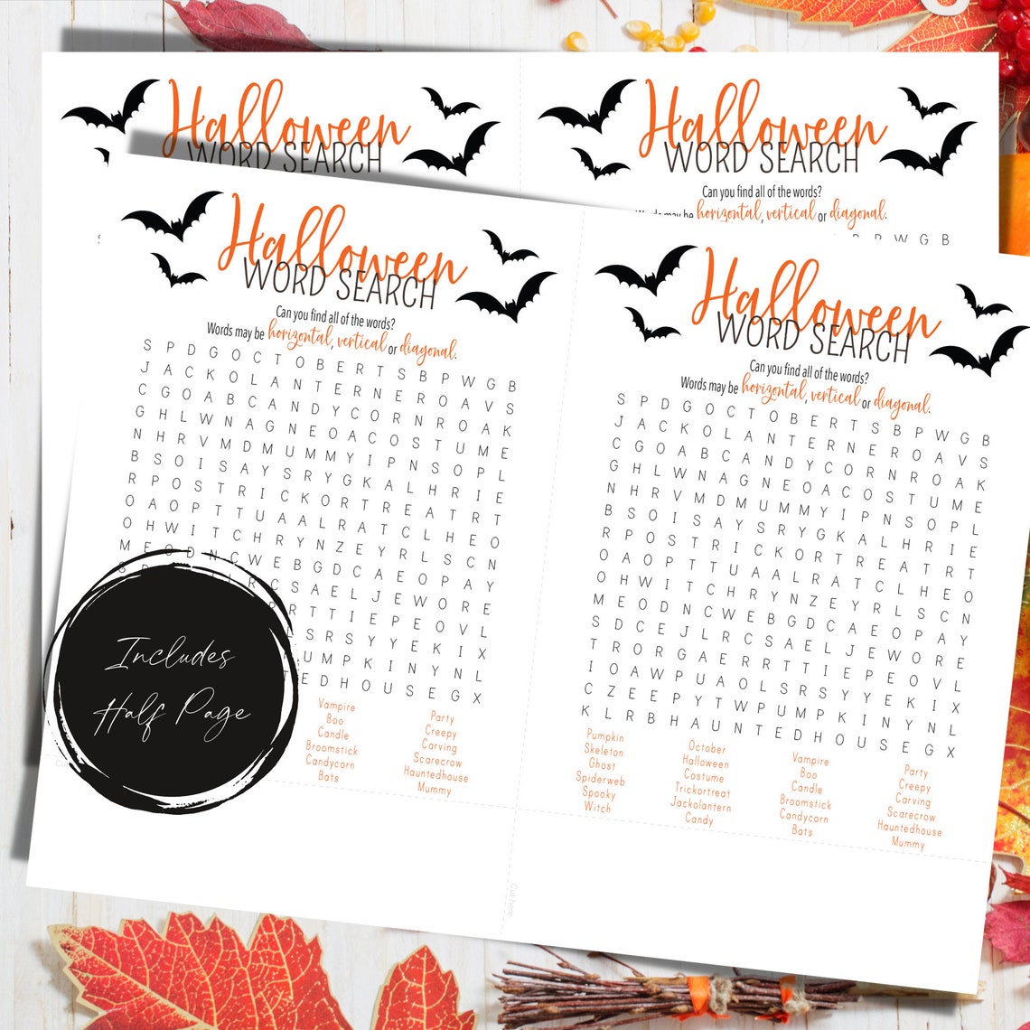 Halloween Printable Word Search Printable Halloween Party - Etsy