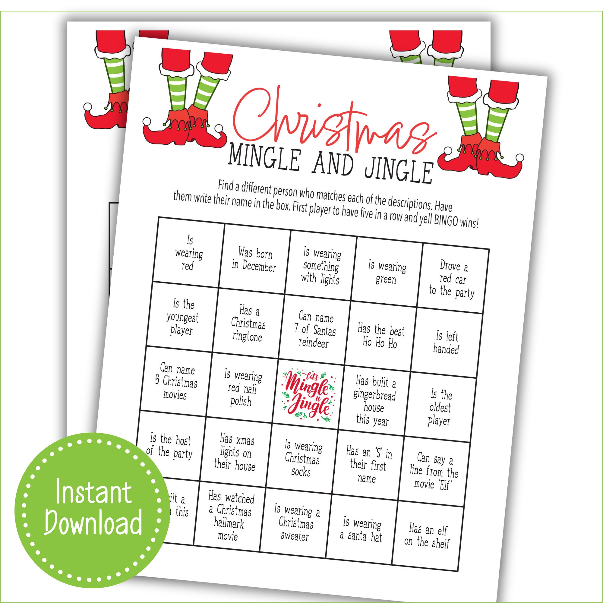 Christmas Mingle and Jingle Bingo Game | Christmas Gathering Game Night ...