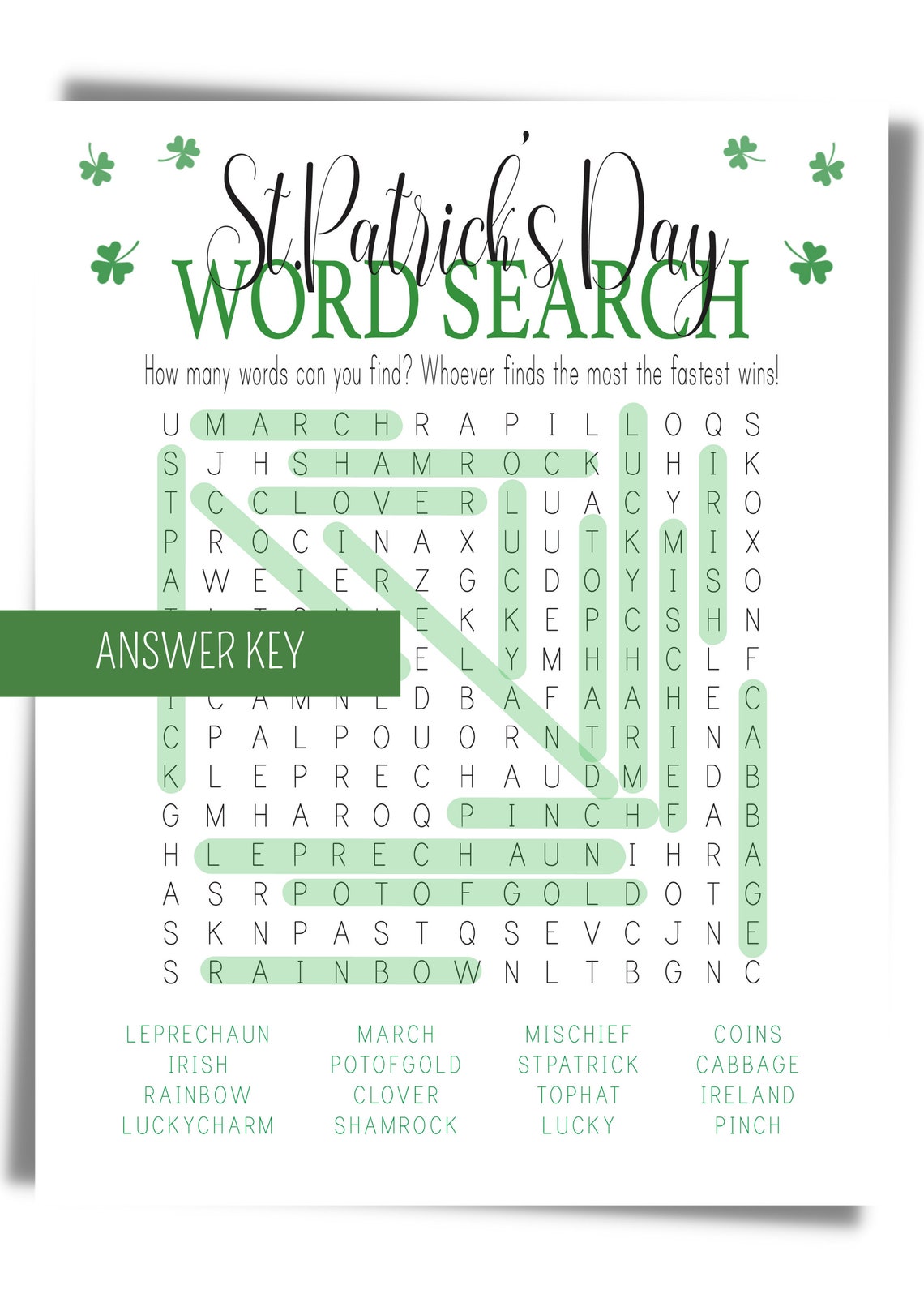 St Patricks Day Printable St Patricks Day Games St Patricks Day Kids ...