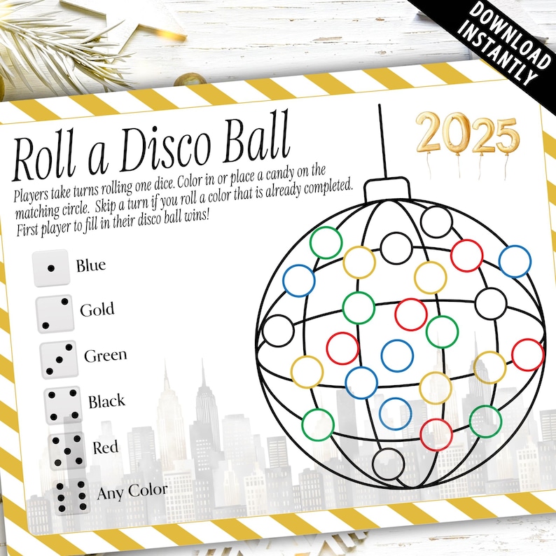 New Years Roll a Dice Game | Roll a Disco Ball Dice Game for All Ages ...