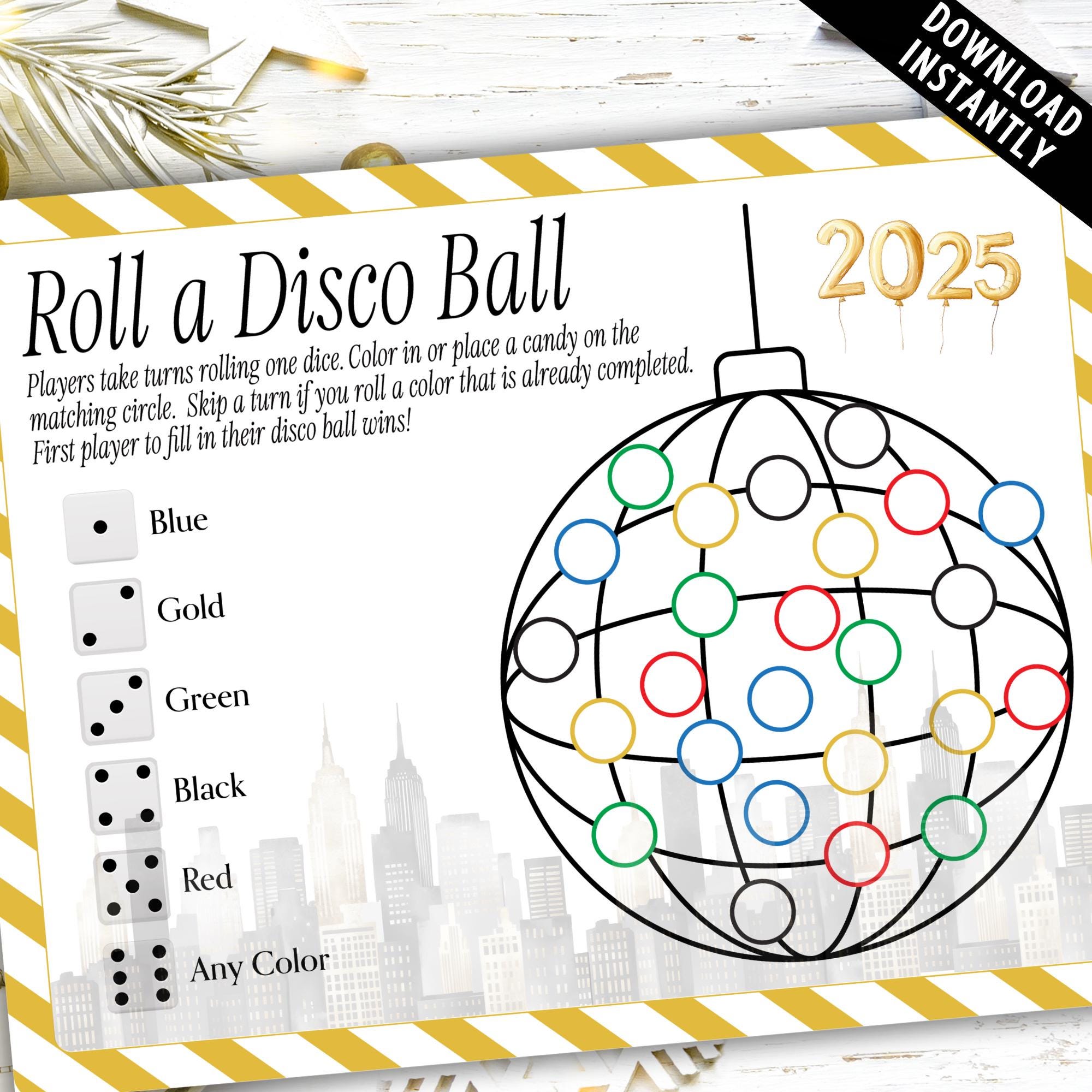 New Years Roll a Dice Game | Roll a Disco Ball Dice Game for All Ages ...