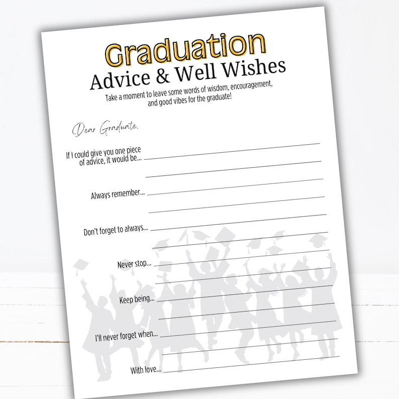 Editable Graduation Advice and Well Wishes Printable Grad Party ...