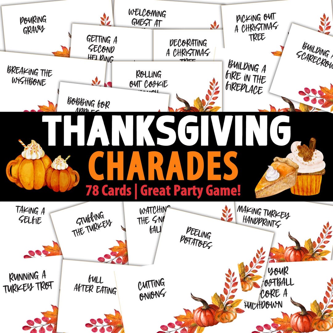 Thanksgiving Charades Game | Thanksgiving Family Game | Printable ...