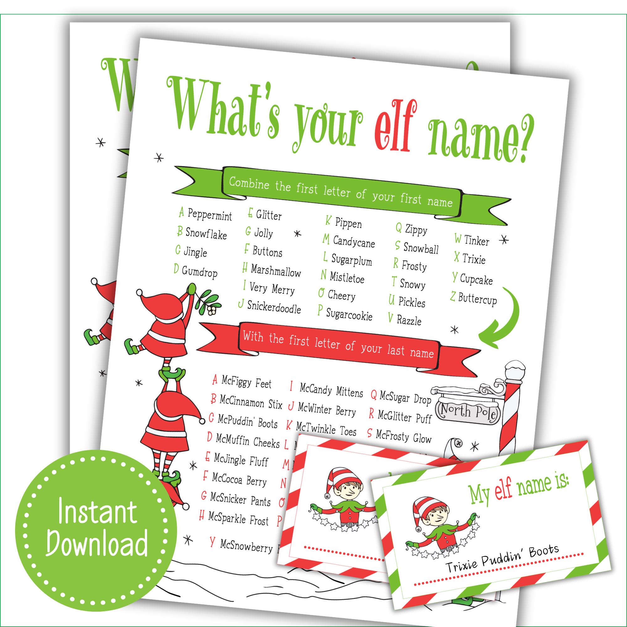 Christmas What's Your Elf Name | Office Party Christmas Elf Name Game ...