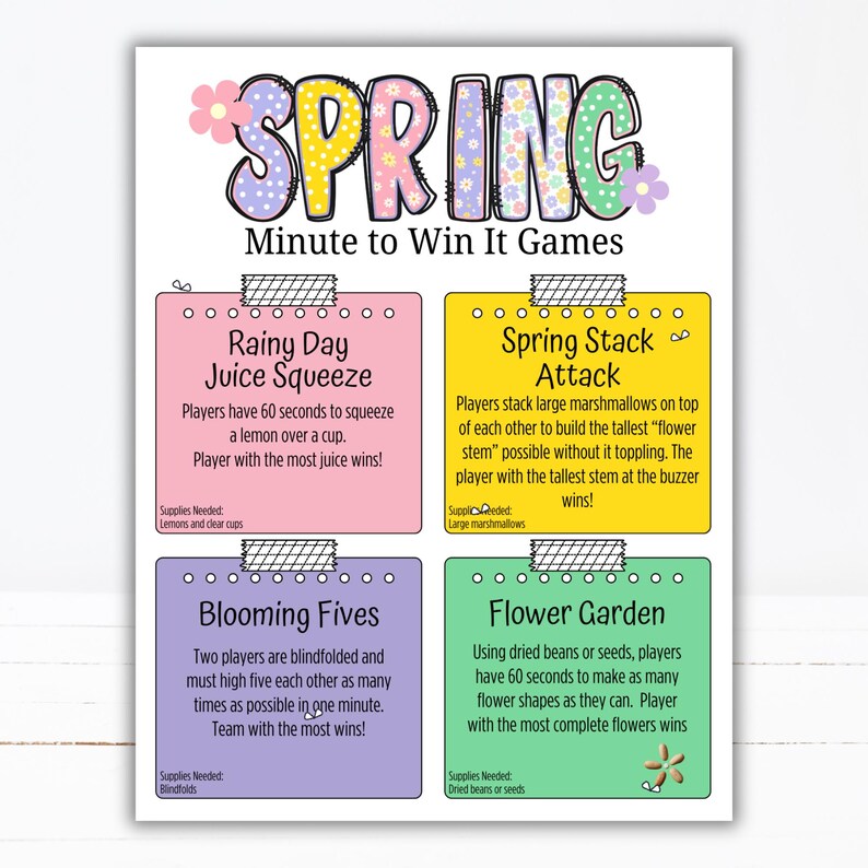 Printable Spring Minute to Win It Games Printable | Fun Spring ...