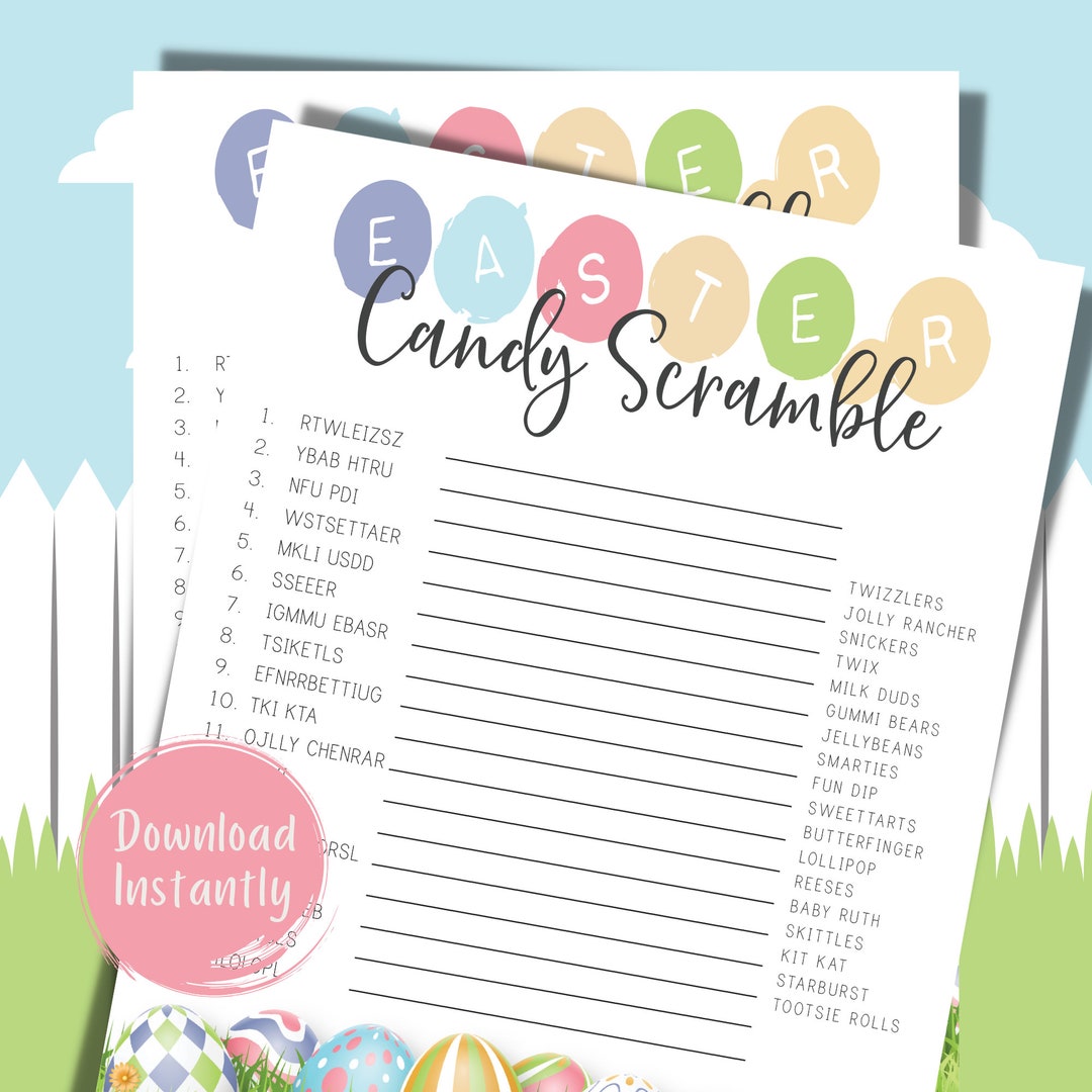 Easter Printable Games, Easter Candy Scramble, Printable Kids Games ...