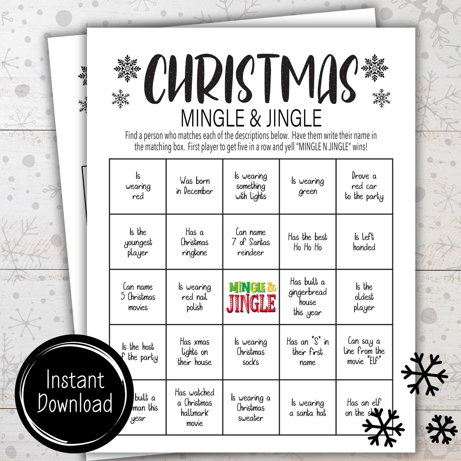 Christmas Mingle and Jingle Bingo Game | Christmas Gathering Game Night ...