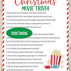 Christmas Printable Games Christmas Trivia Game Christmas - Etsy