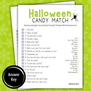 Halloween Candy Match Game | PDF Halloween Party Game | Candy Slogans ...