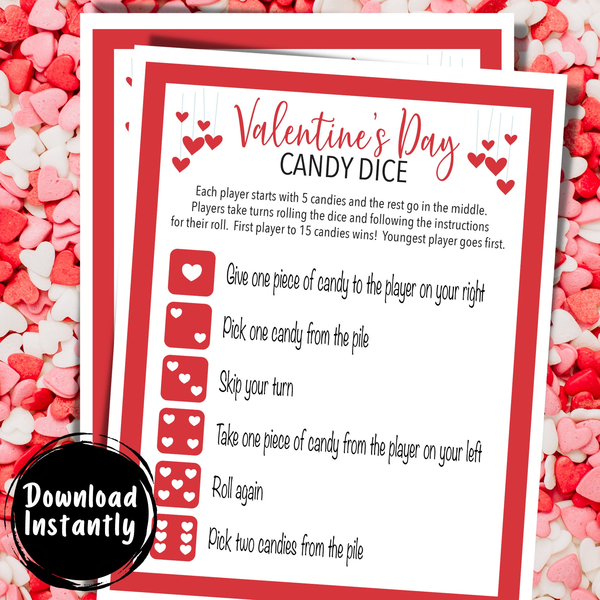 Candy Dice Game for Classroom | Valentines Party Dice Game | Valentines ...