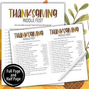 Thanksgiving Riddles Printable Game | Thanksgiving Gathering Game Night ...