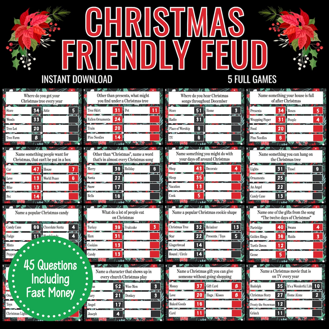 Christmas Friendly Feud Game | Office Party Christmas Game | Family ...