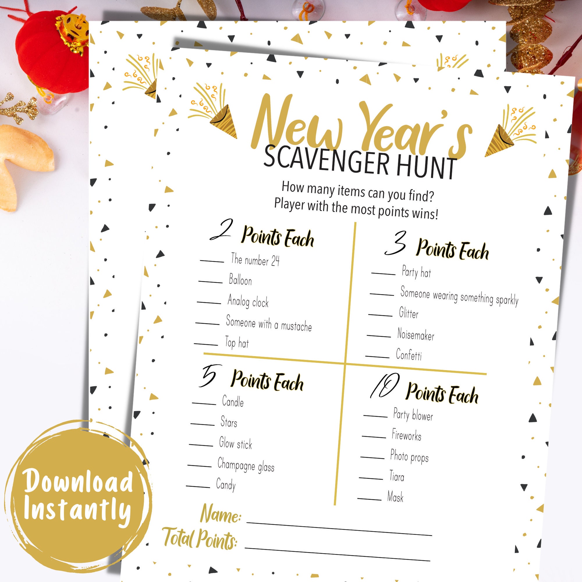 New Years Eve Games | New Years Party Scavenger Hunt | Printable New ...