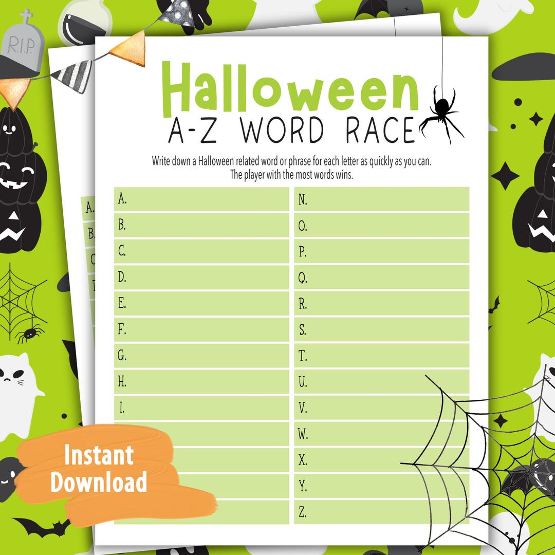 Halloween A to Z Word Race Game | Halloween Classroom Party Game ...