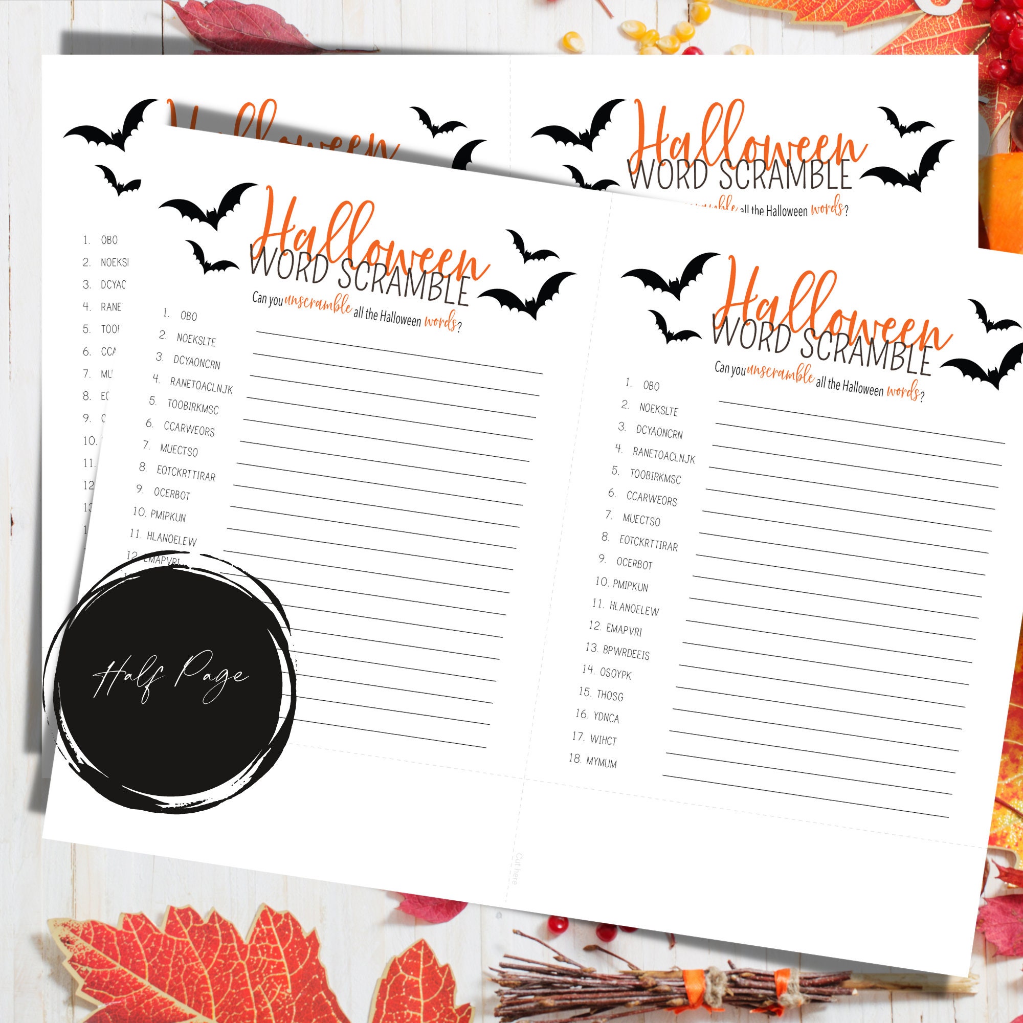 Halloween Printable Word Scramble | Printable Halloween Party Games ...